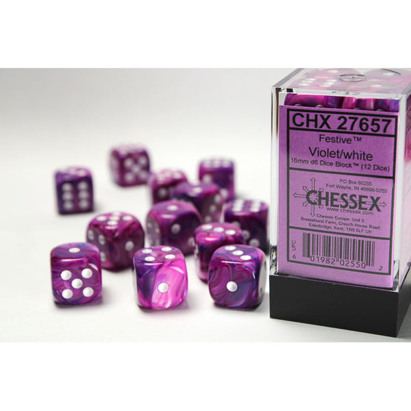 Chessex D6 16mm Dice Block – Festive (12 Dice) | Game Roost NZ