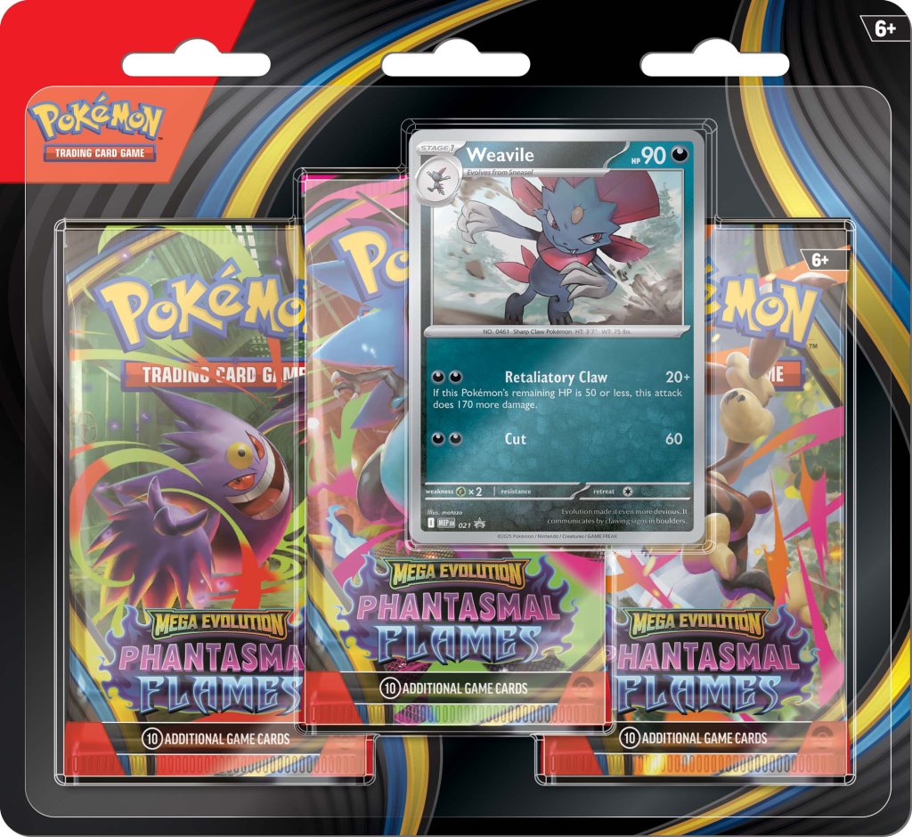 Pokémon TCG: Mega Evolution – Phantasmal Flames Three Booster Blister ...